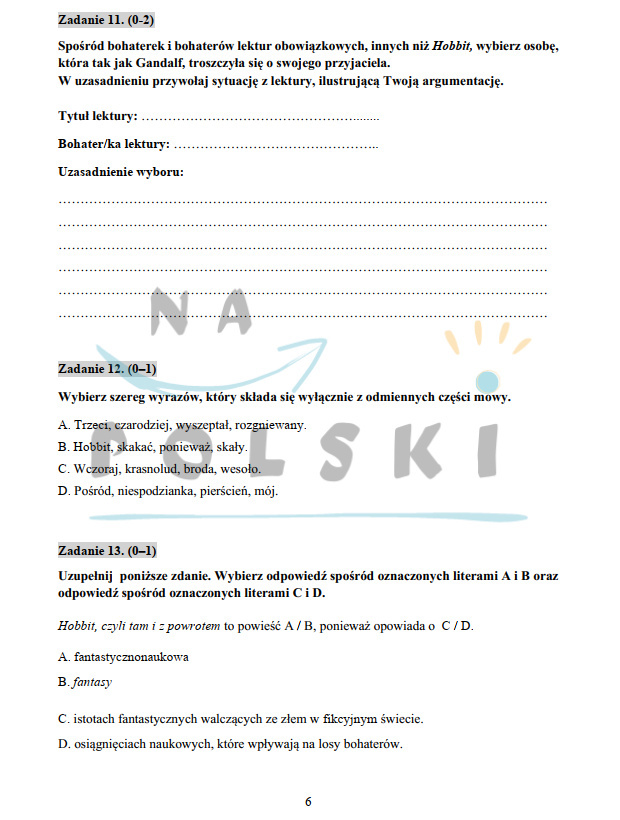 "Hobbit" - próbny egzamin ósmoklasisty | Na Polski